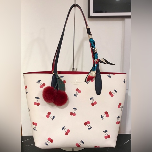 kate spade | Bags | Kate Spade Reversible Cherry Leather Tote Bag ...